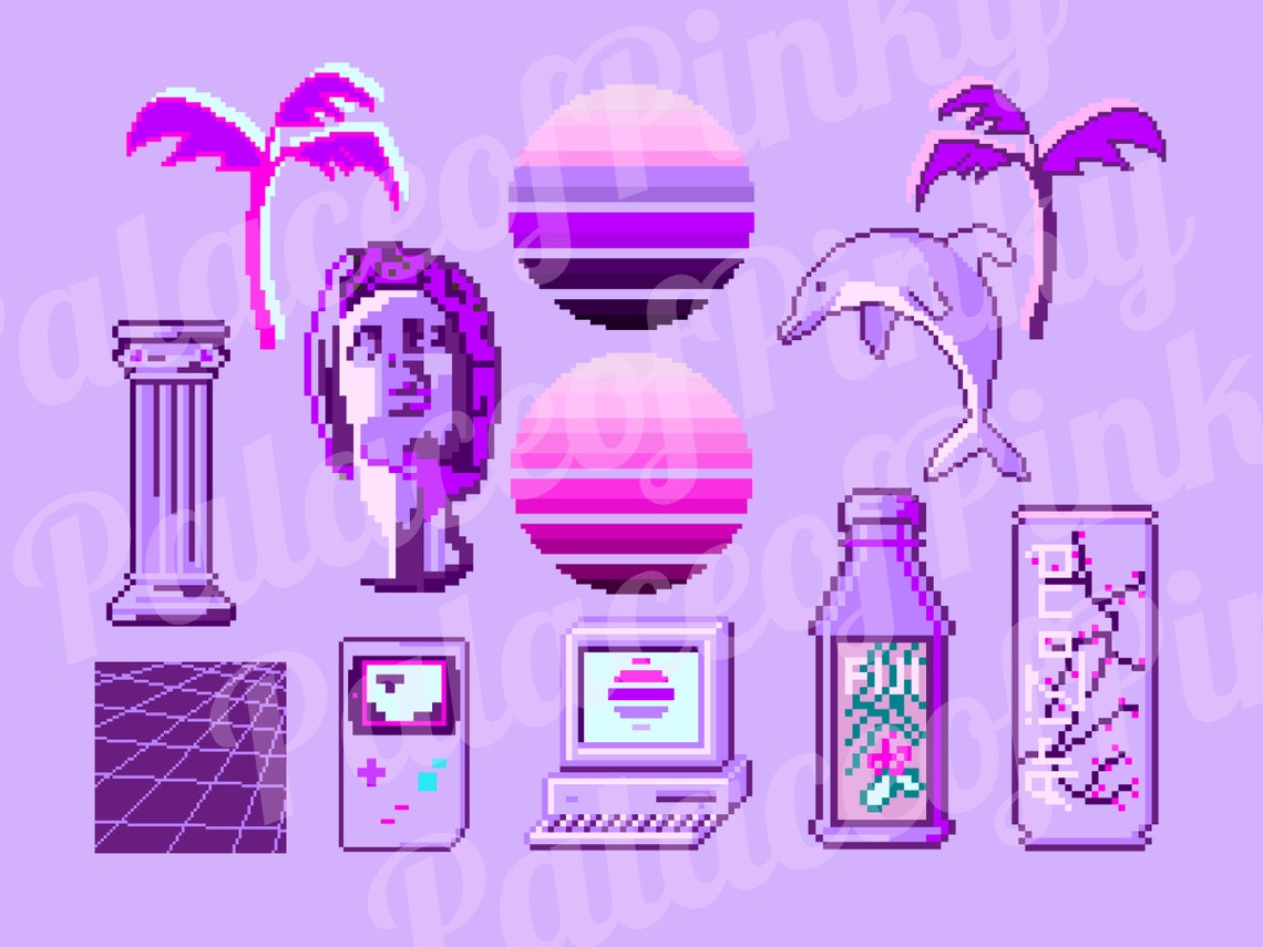 Vaporwave Icons Clip Art Bundle Images | Twitch Assets | Retro Clipart ...