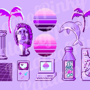 Vaporwave Icons Clip Art Bundle Images | Twitch Assets | Retro Clipart ...
