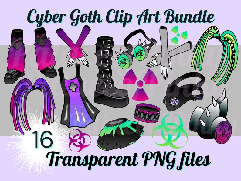 Cyber Goth Clip Art Images Twitch Assets Clipart Bundle - Etsy