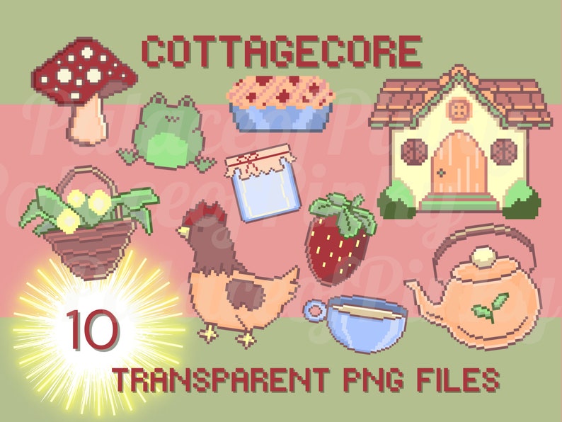 Cottagecore Clip Art Images Cottage Core Icons Twitch - Etsy