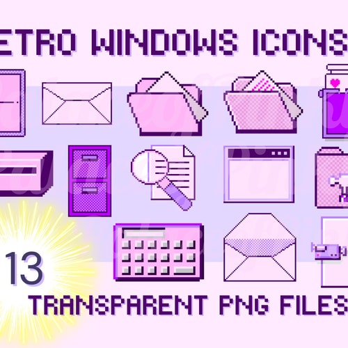 Retro Windows Icons Clip Art Bundle Images Twitch Assets - Etsy