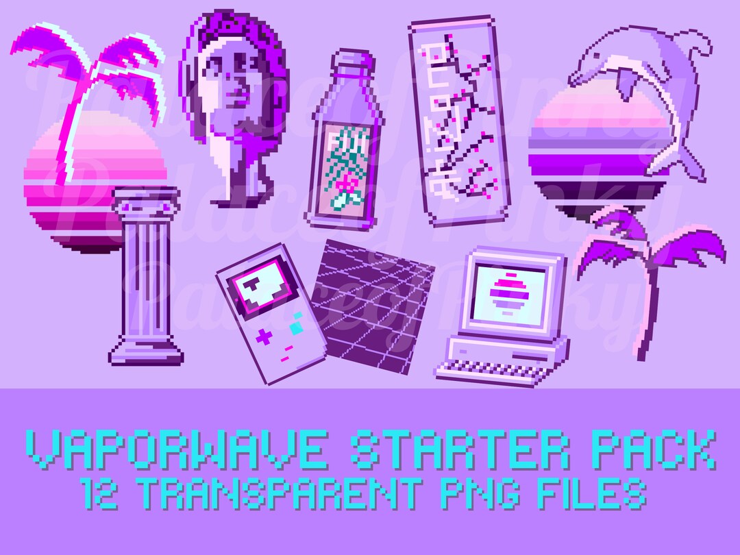 Vaporwave Icons Clip Art Bundle Images | Twitch Assets | Retro Clipart ...