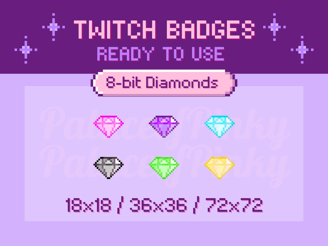 Twitch Sub Badge Pixel Style | Subscriber Icons 8 Bit Diamond | Bit ...