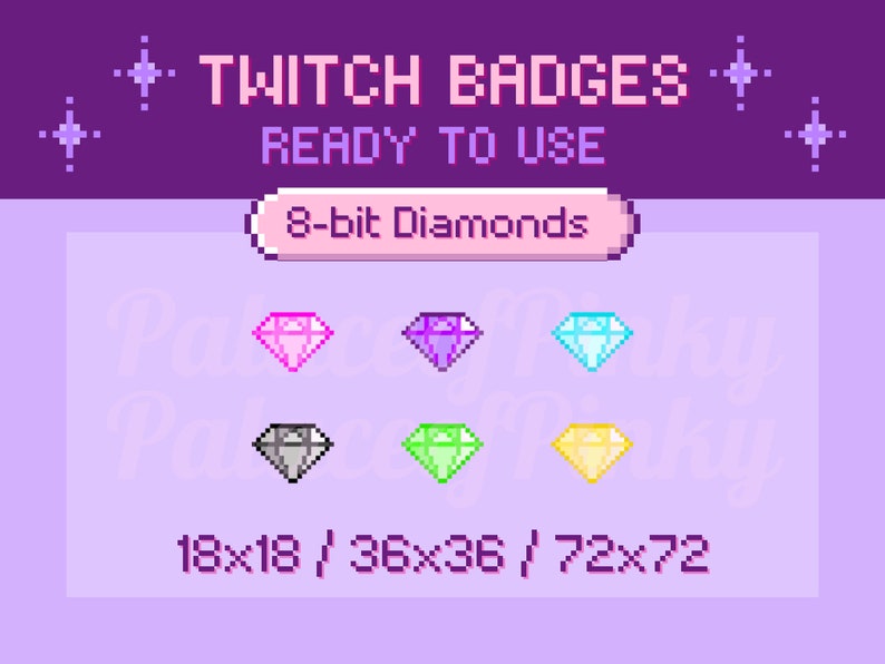 Twitch Sub Badge Pixel Style | Subscriber Icons 8 Bit Diamond | Bit ...