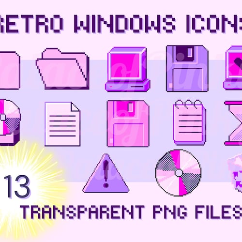 Retro Windows Icons Clip Art Bundle Images Twitch Assets - Etsy