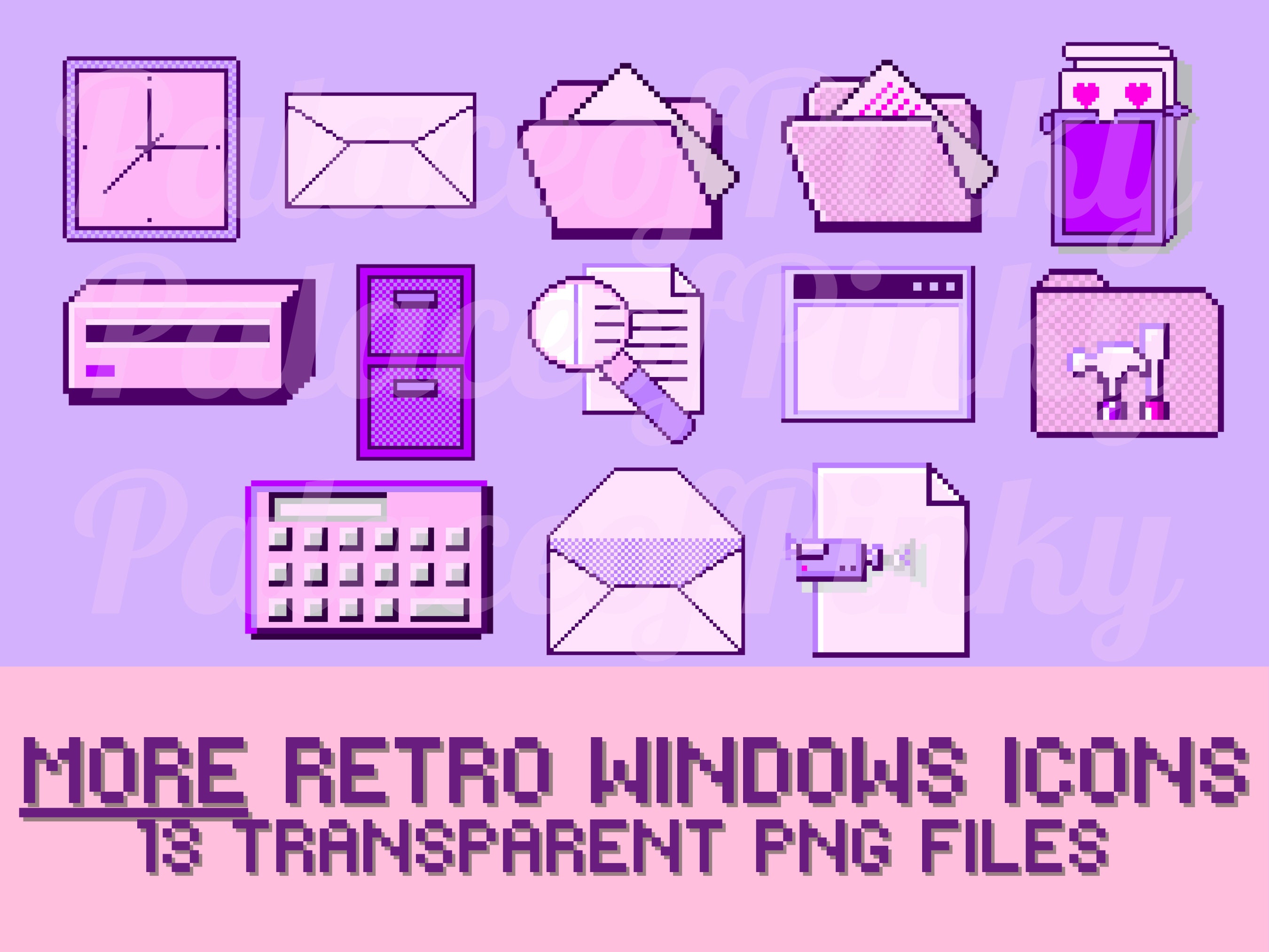 Retro Windows Icons Clip Art Bundle Imágenes / Activos de Twitch / Clipart lindo / Descarga ...