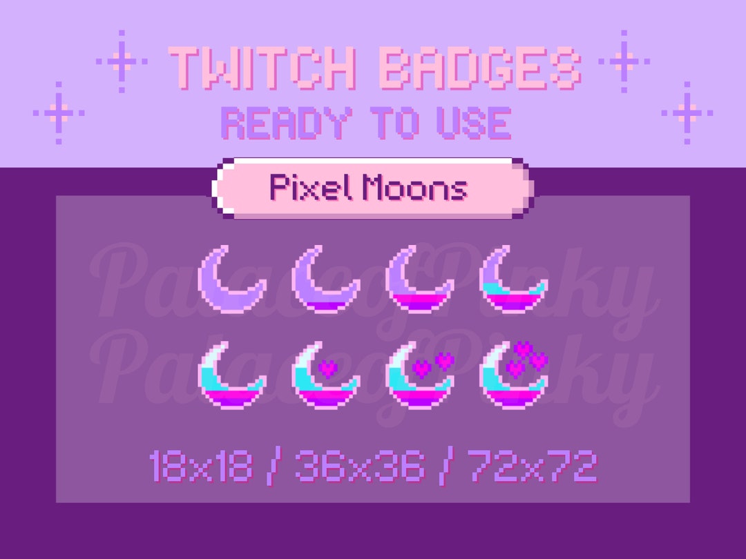 Moon Sub Badge Twitch | Bit Badge Pixel Style | Subscriber Icon 8 Bit ...