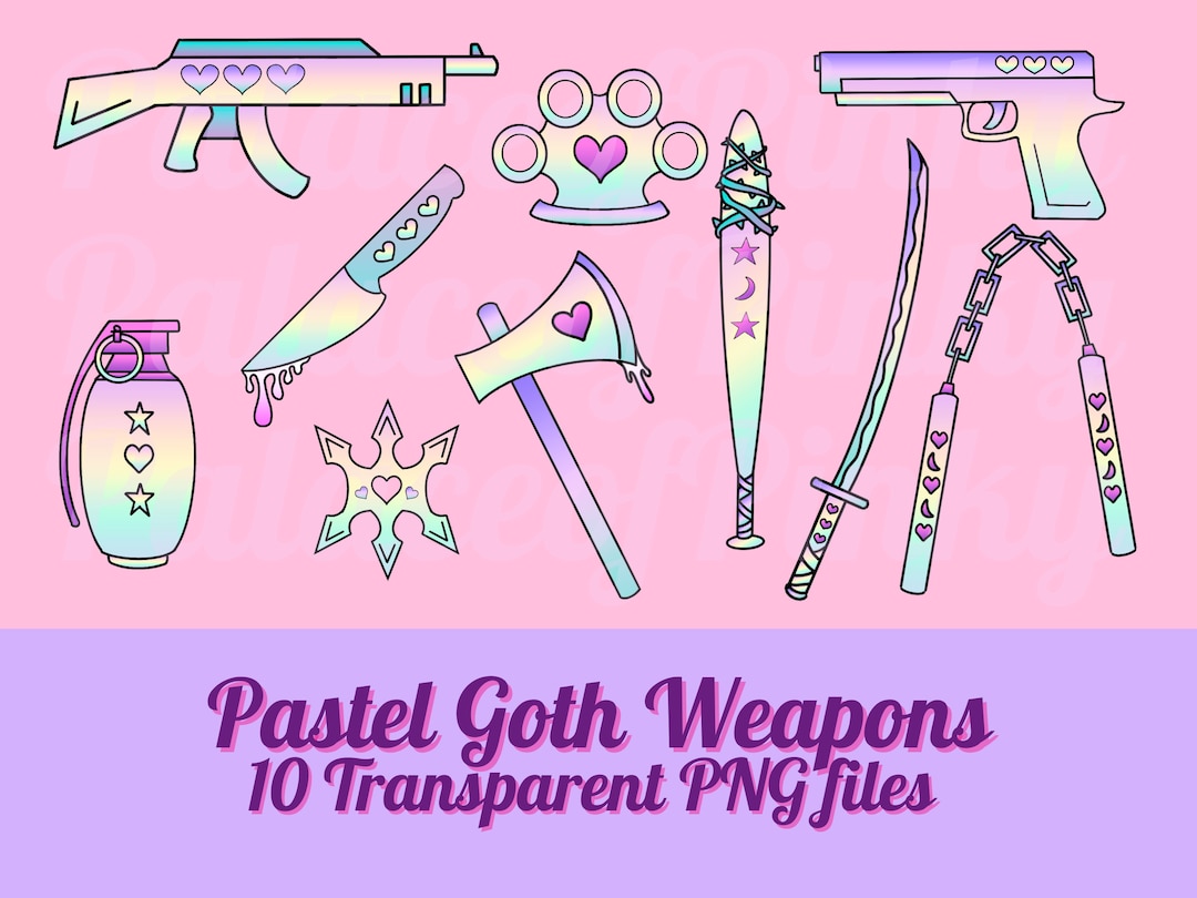 Pastel Goth Weapons Clip Art Bundle Images | Twitch Assets | Cute ...