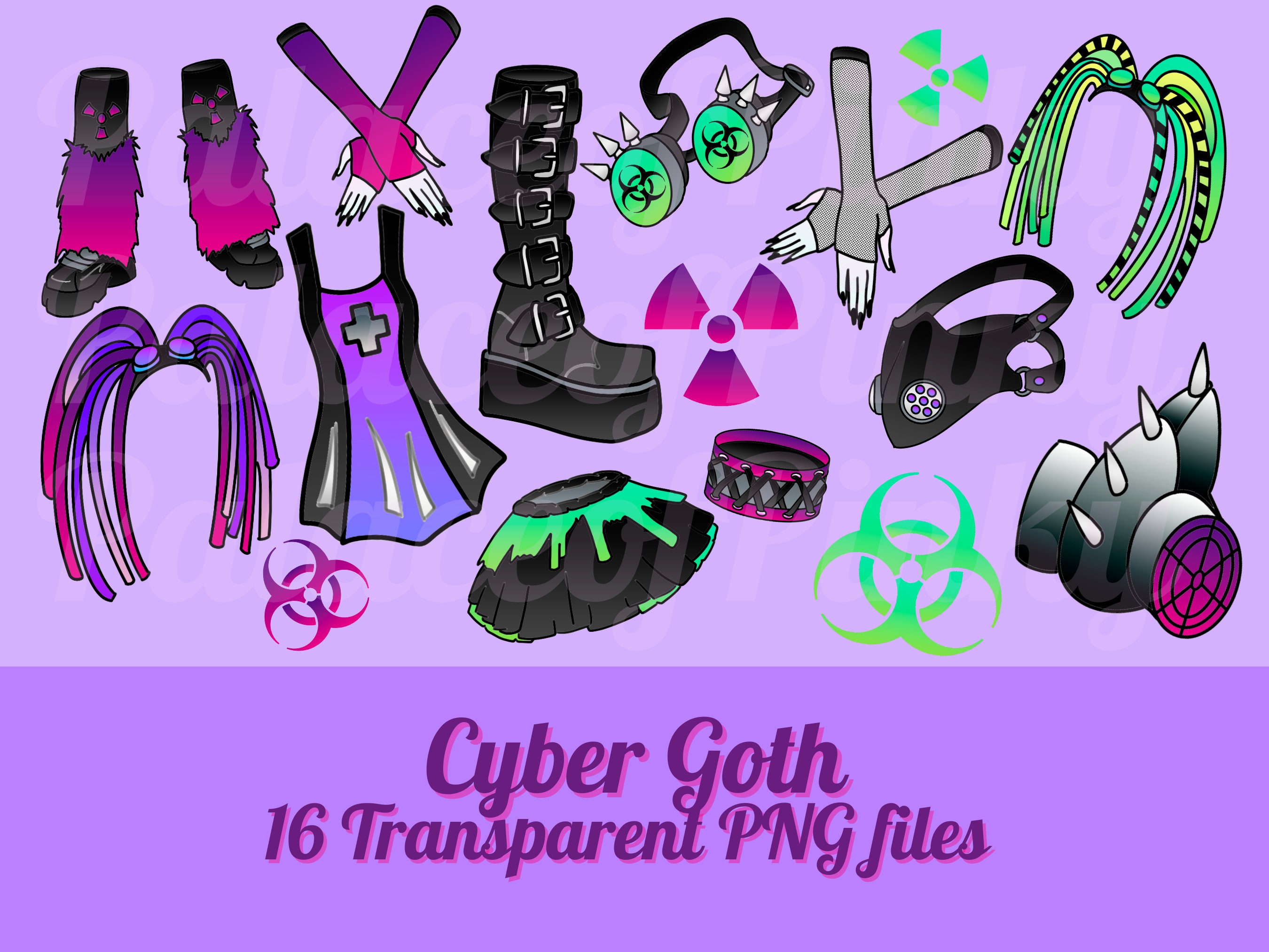 Cyber Goth Clip Art Images | Twitch Assets | Clipart Bundle | Planner ...