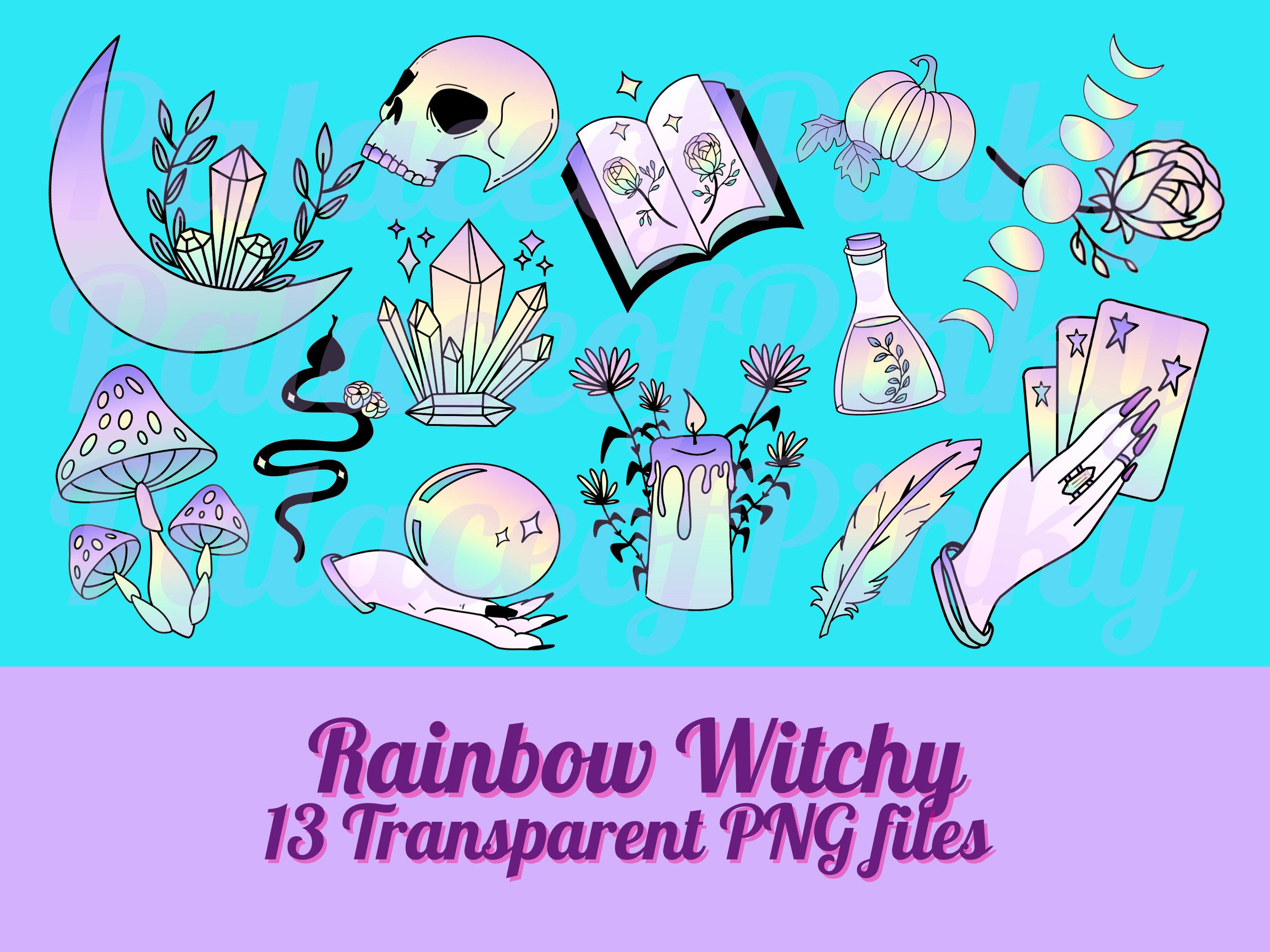 Pastel Goth Rainbow Gradient Witch Clip Art Images | Twitch Assets ...