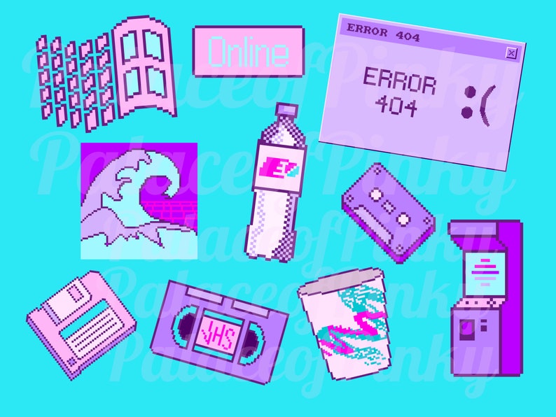 Vaporwave Icons Clip Art Bundle Twitch Assets Retro - Etsy
