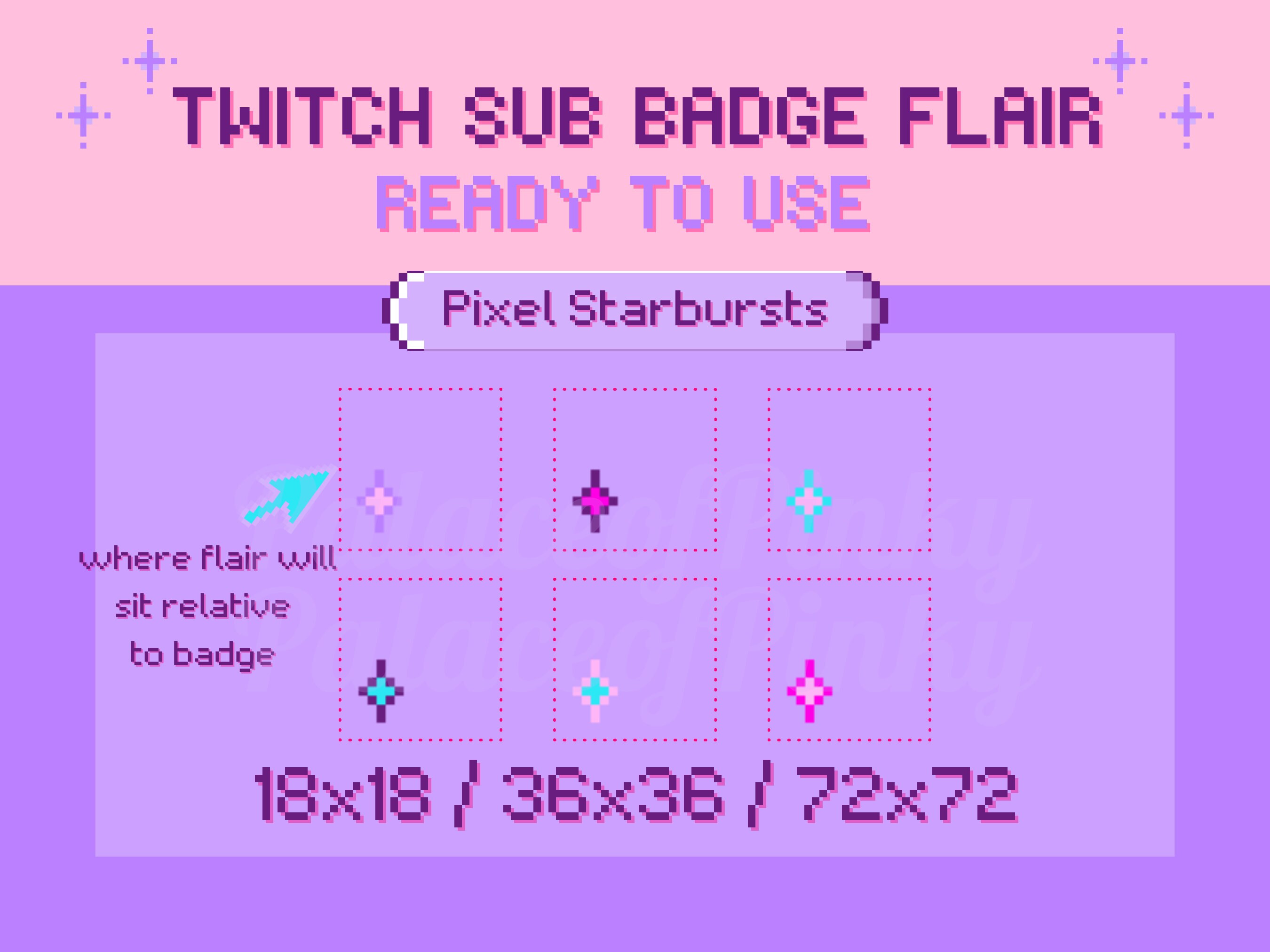 Twitch Badge Flair | Cute Pixel Star 8-bit Sub Badge Flair | Subscriber ...