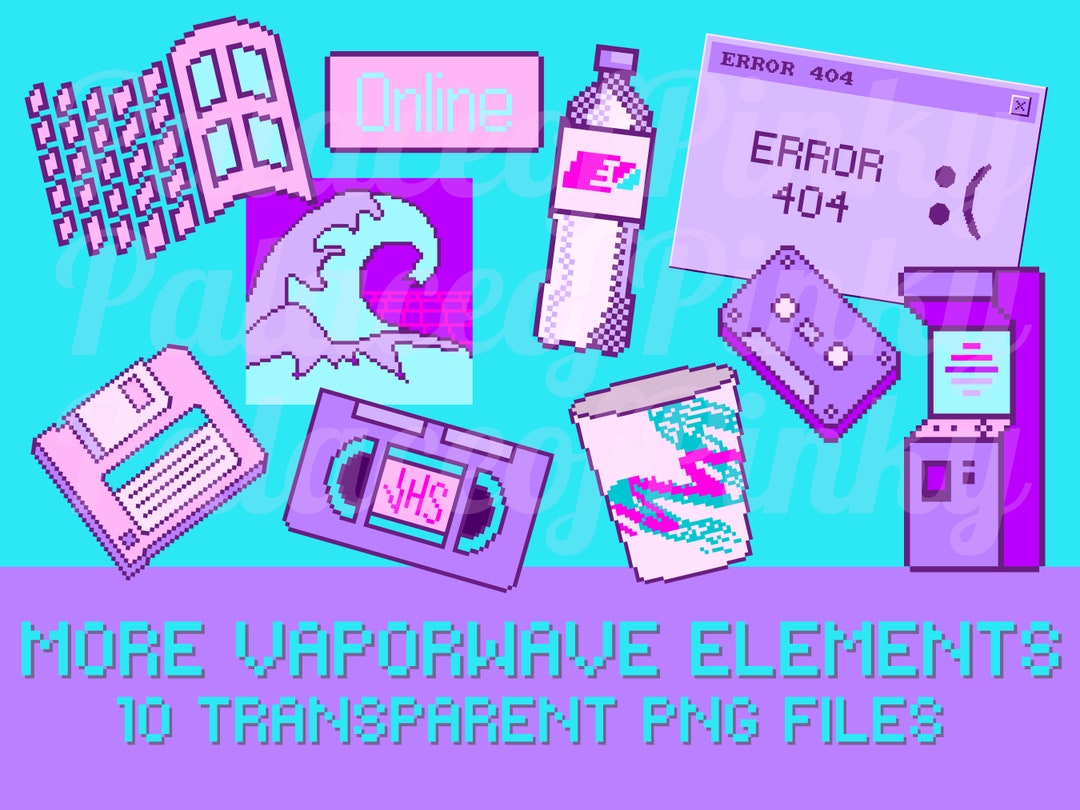 Vaporwave Icons Clip Art Bundle | Twitch Assets | Retro Clipart ...