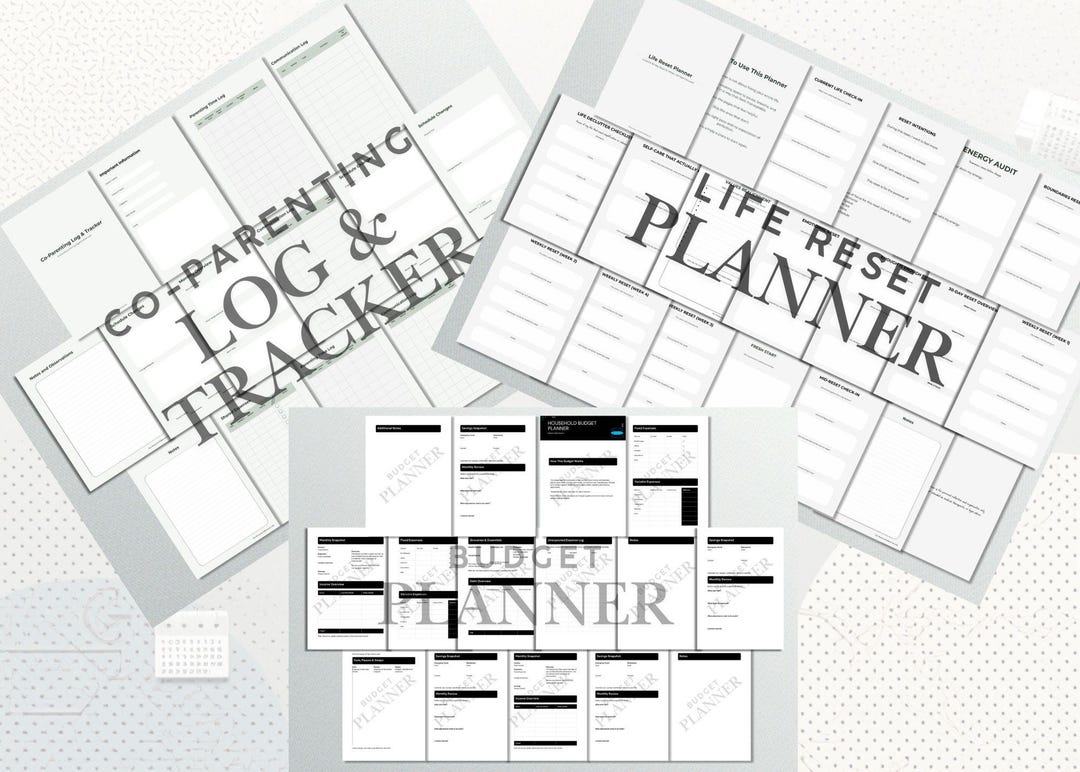 Life Reset, Budget, & Divorce Planner Bundle | Co-parenting Log + Life ...