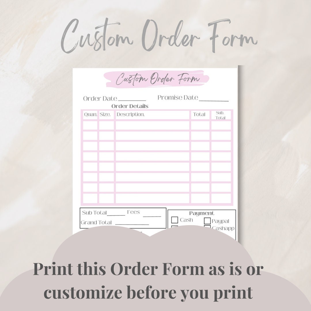Custom Order Form - Business Planner Product Launch Template Product ...