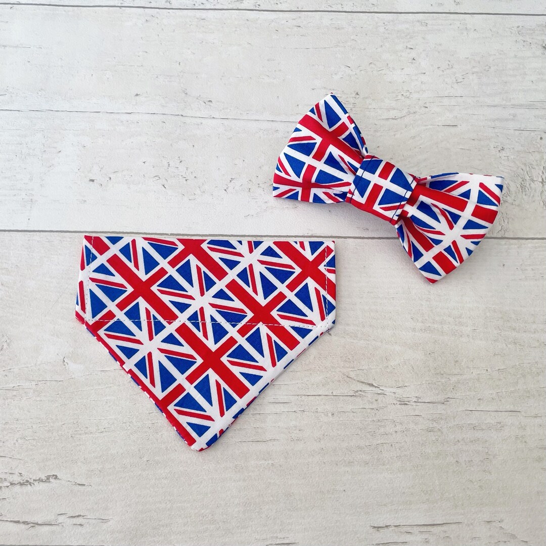 British Union Jack UK Bandana/Bow Tie for Dogs - Etsy Italia