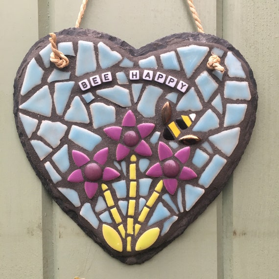 Glass Art Mosaics Personalised Bee Happy Mosaic Gift etna.com.pe