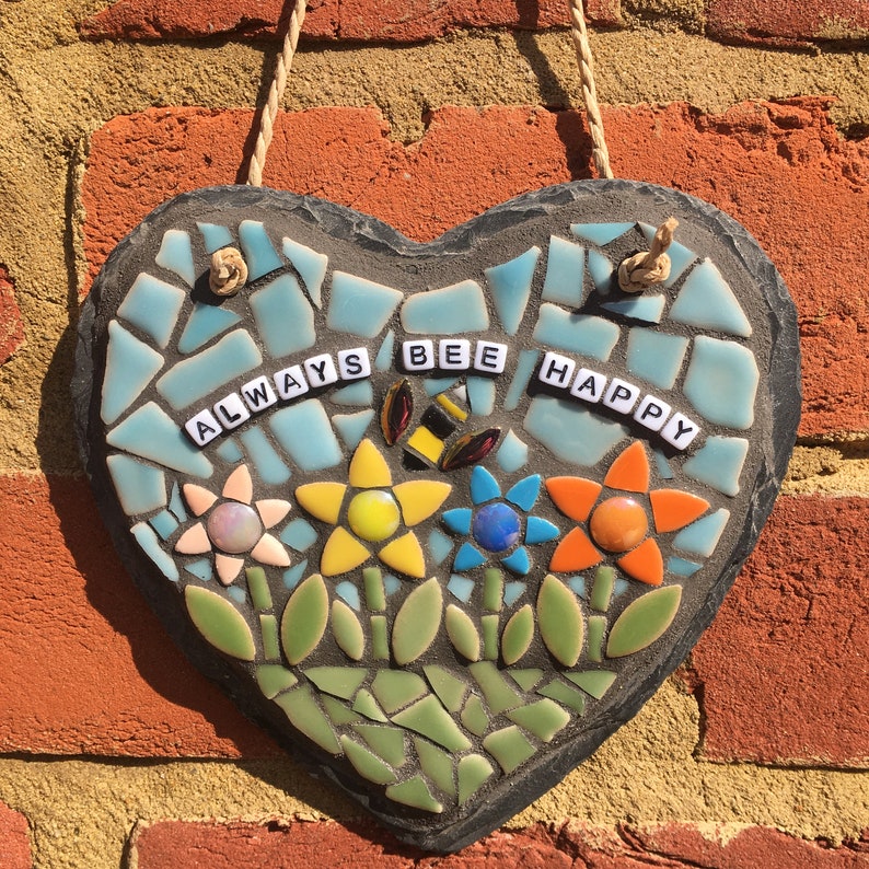 Glass Art Mosaics Personalised Bee Happy Mosaic Gift etna.com.pe