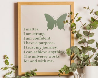 DIGITAL DOWNLOAD | Affirmations | Green Art Print | Affirmation Wall ...