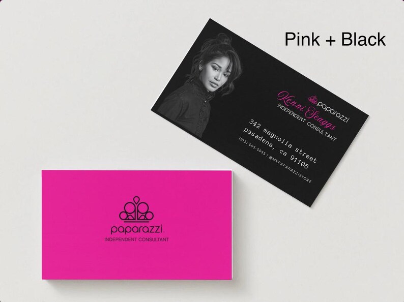 Paparazzi Accessories Business Cards – Houndstooth, Flower, Pink+black ...