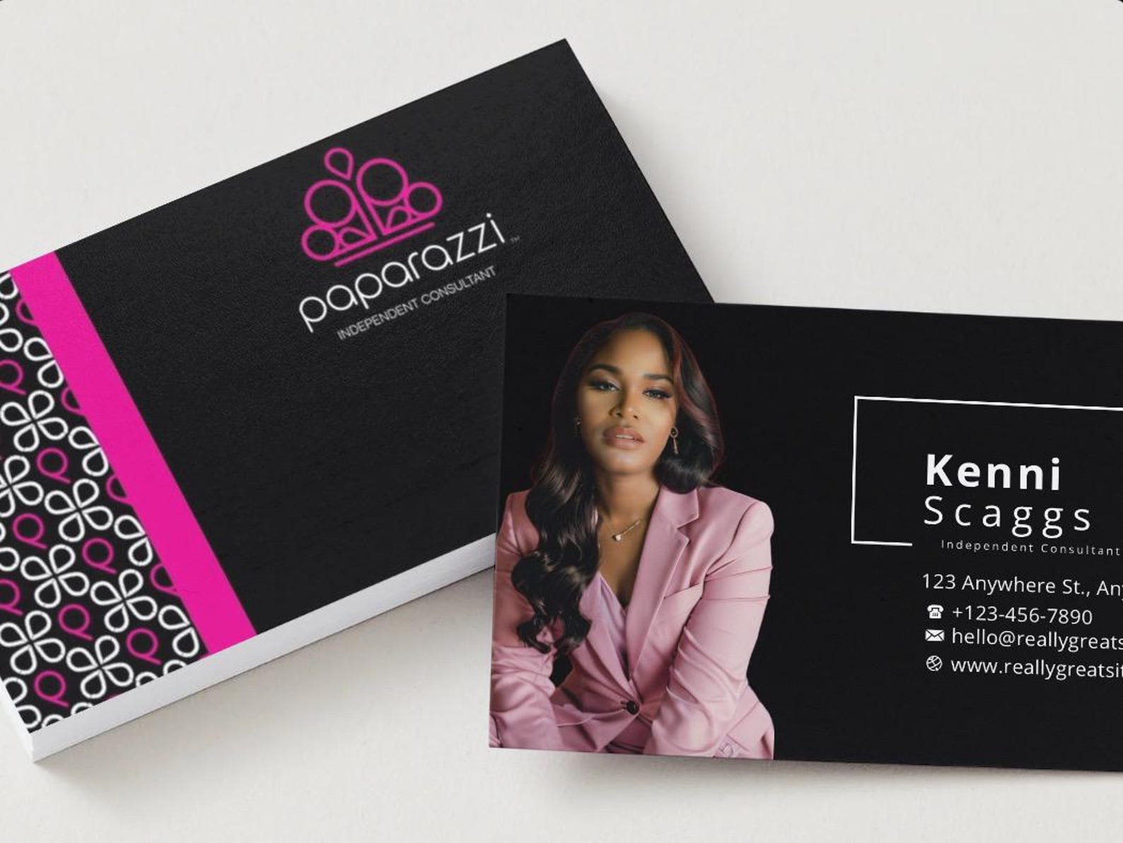Paparazzi Accessories Business Cards – Houndstooth, Flower, Pink+black ...