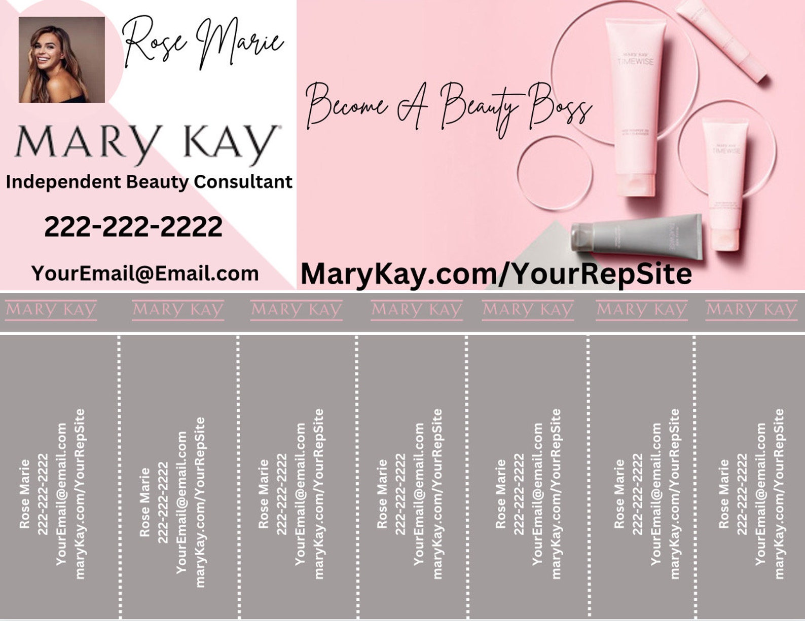 Mary Kay Pink Cleanser Tear-off Flyer – Editable Digital Download | Fun ...