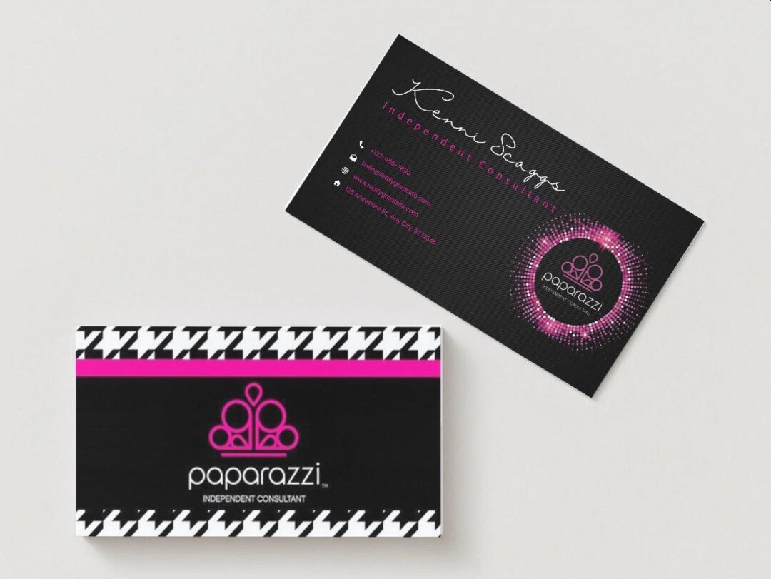 Paparazzi Accessories Business Cards – Houndstooth, Flower, Pink+black ...
