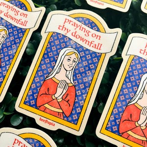 Praying on Thy Downfall Medieval Sticker | 3 Inch Waterproof Dishwasher ...