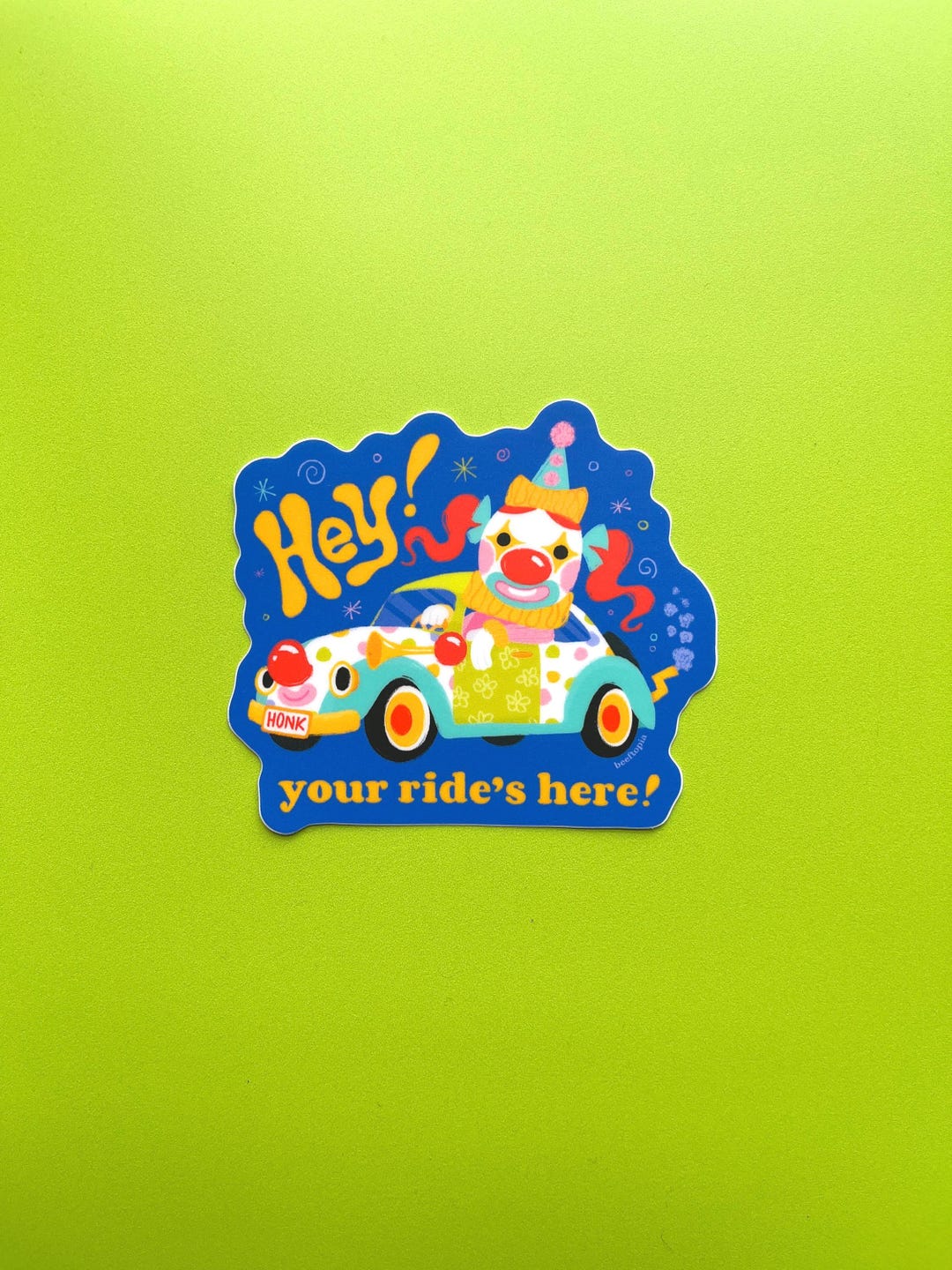 Hey! Your Ride's Here! Clown Car Sticker | Clowncore 3in Dishwasher ...