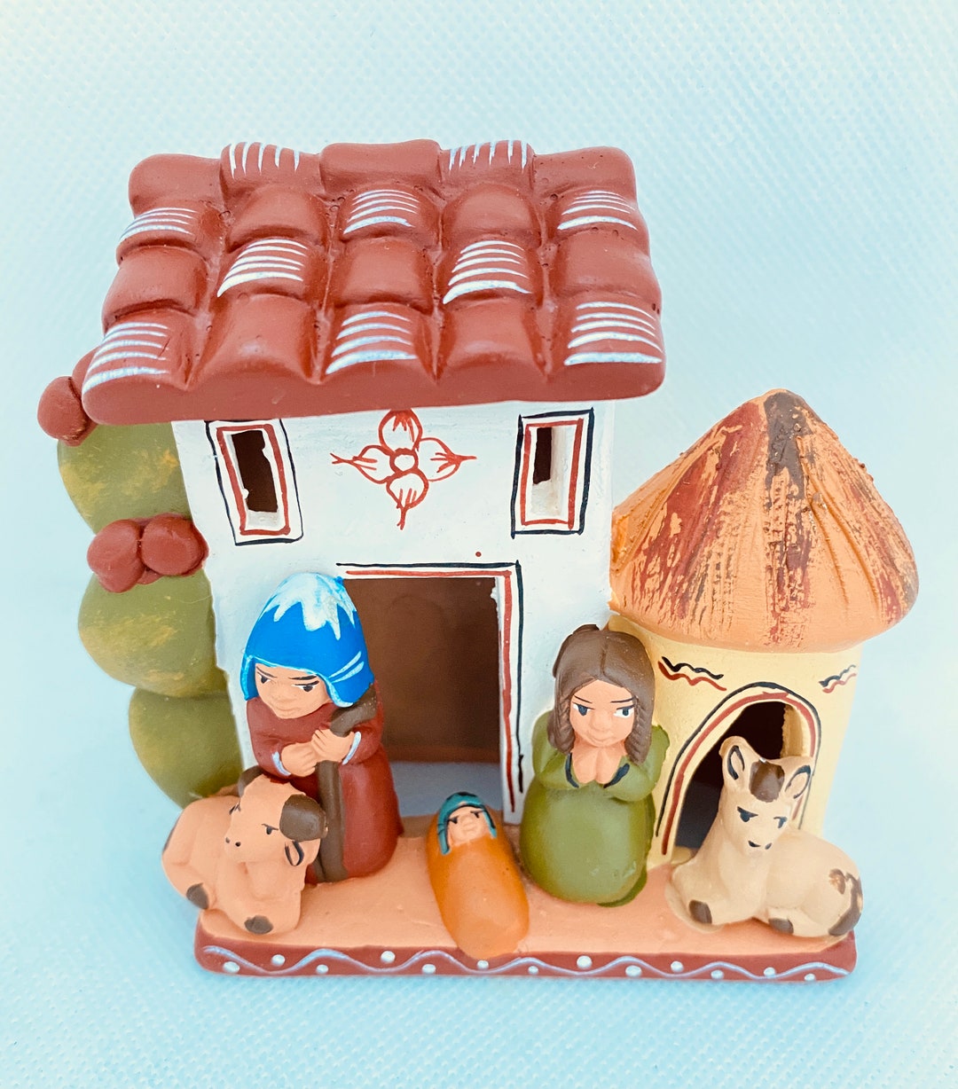 Peruvian Nativity Scene, Ethnic, 1 Block, 4.5x4x2 Christmas Ornaments ...