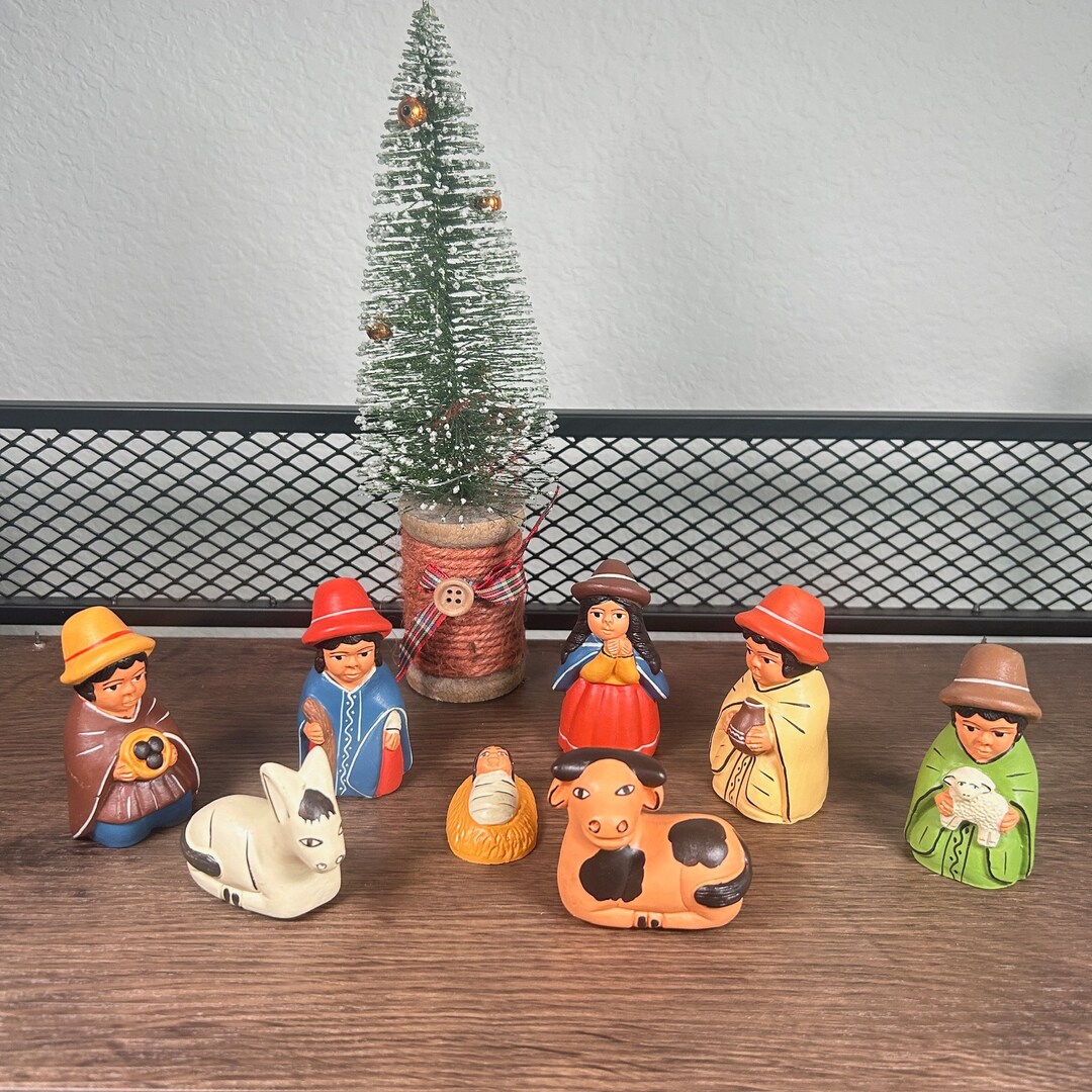 Tiny Mexican Nativity Scene Christmas Decor 8 Pcs Set 2.5 Tall ...
