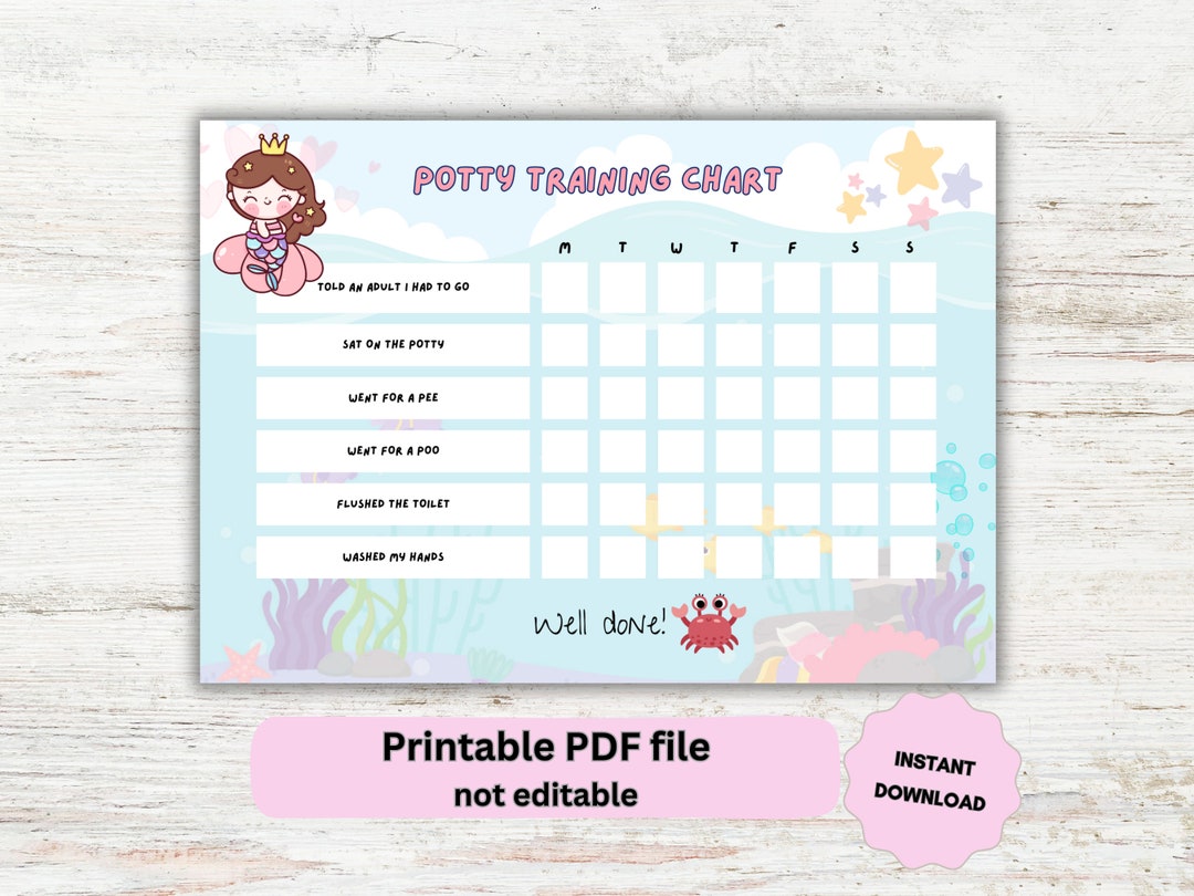 Printable Potty Training Chart With Sweet Mermaid Design - Instant ...