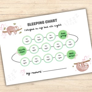 Ready to Print Sleeping Chart for Children Sleepy Sloth Design, Gender ...