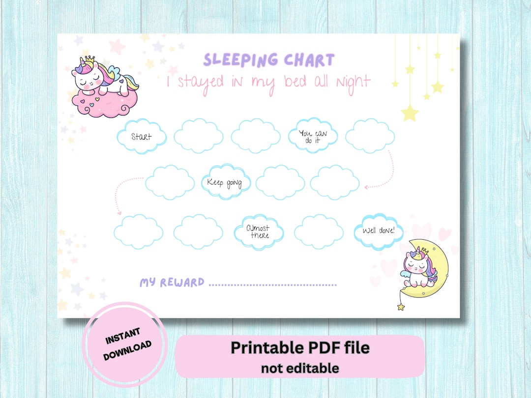 Ready to Print Sleeping Chart for Children Unicorn Design, Printable ...