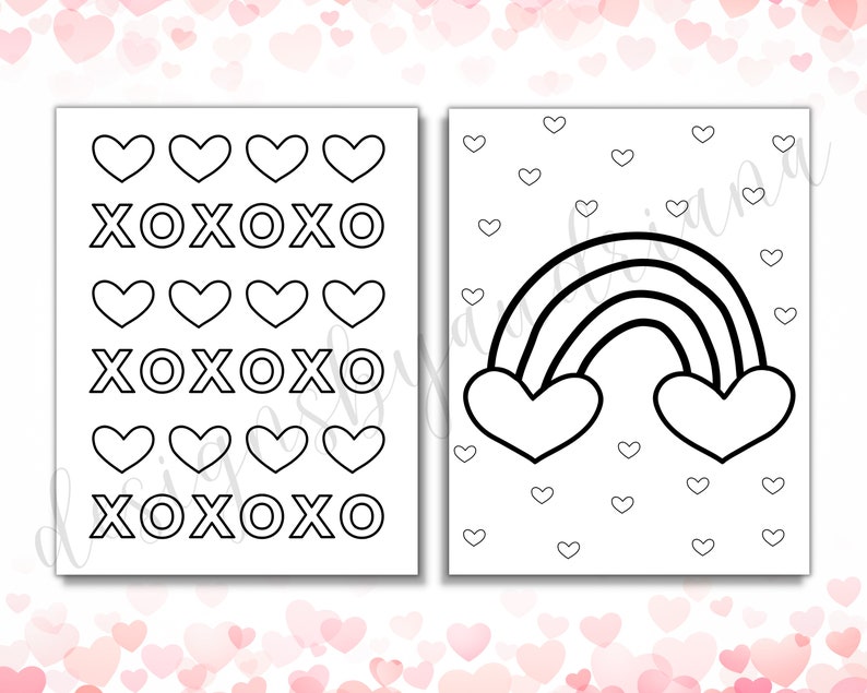Valentine's Day Printable Coloring Page Bundle, Coloring Activities for ...