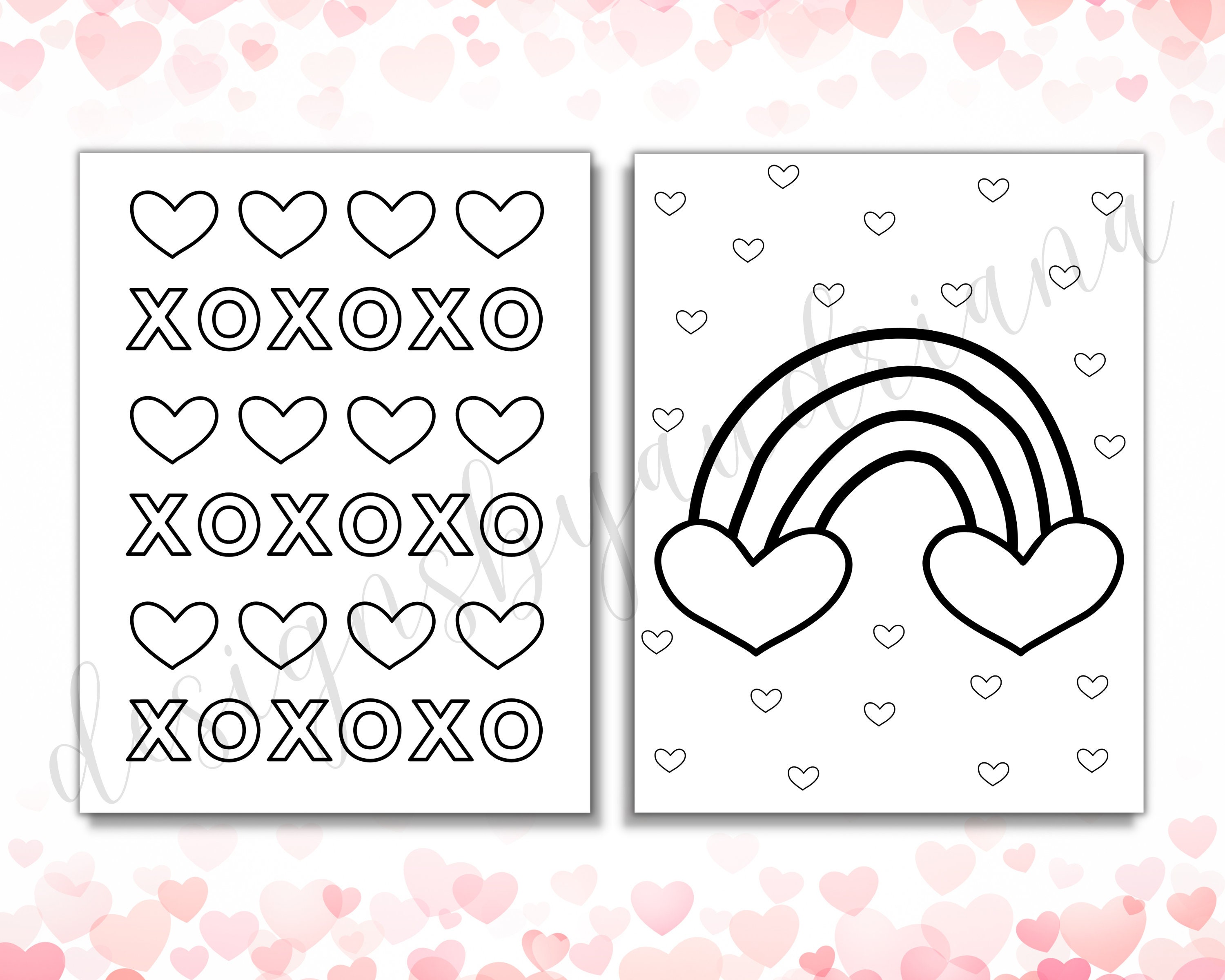 Valentine's Day Printable Coloring Page Bundle, Coloring Activities for ...