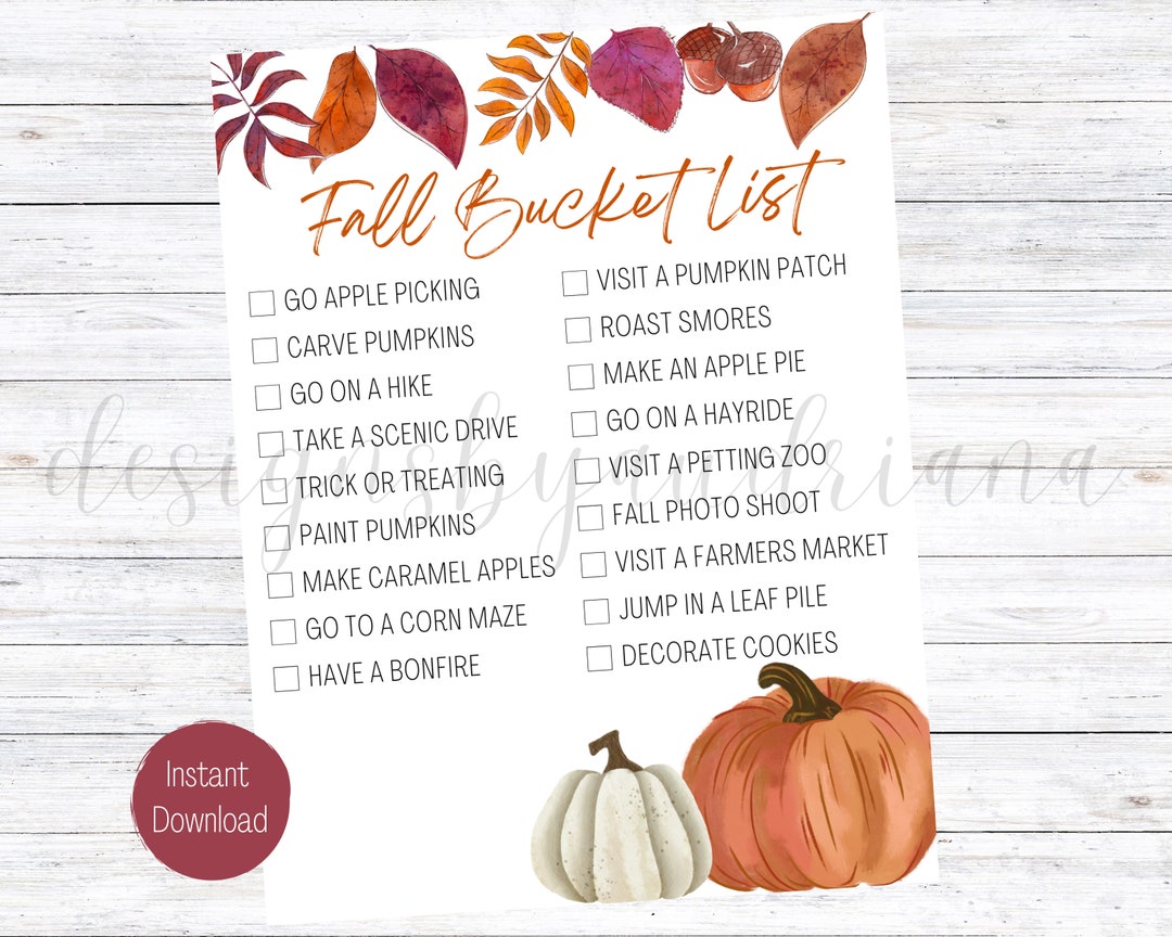 Printable Fall Bucket List for Kids & Families – Autumn Activities ...