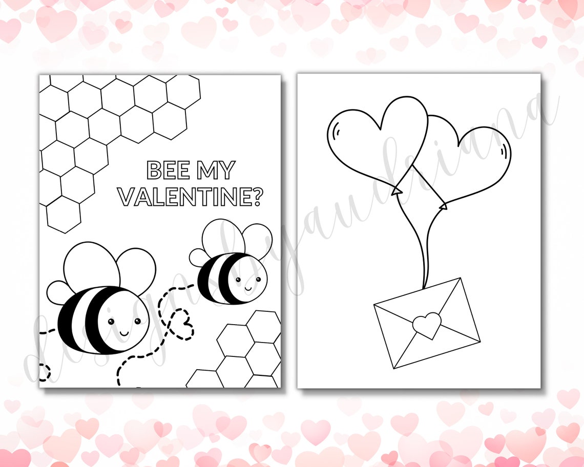 Valentine's Day Printable Coloring Page Bundle, Coloring Activities for ...