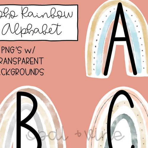 Boho Rainbow Classroom Decor A-Z Bulletin Board Letters - Etsy