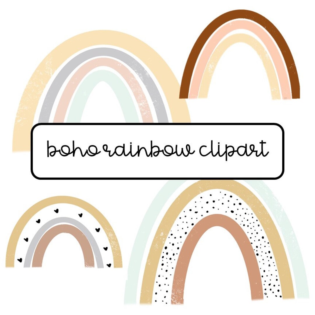 Boho Rainbow Clipart - Etsy