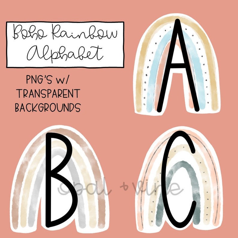 Boho Rainbow Alphabet - Etsy