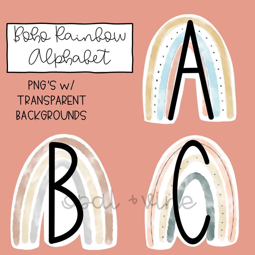 Boho Rainbow Alphabet - Etsy