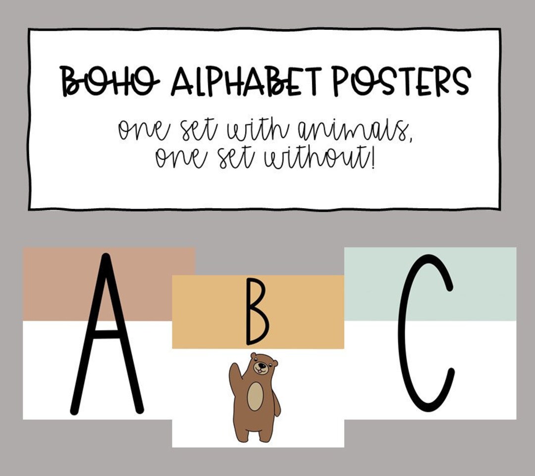 Boho Alphabet Posters (with and Without Animals) - Etsy