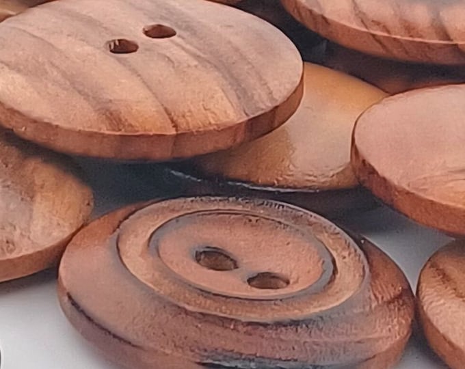 Solid Olive Wood Buttons - 20mm (13/16") Natural Burned Finish Unique 2 ...