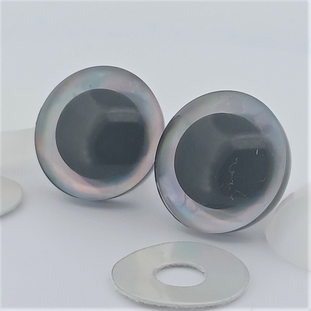 Silver 3D Trapezoid Glitter Plush Safety Eyes - 16mm, 18mm, 20mm, 25mm ...