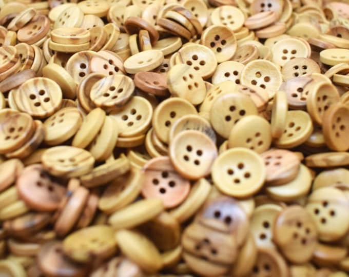 Baby Olive Natural Wood Buttons - 12mm (1/2 Inch) Wood Bowl Shaped -4 ...