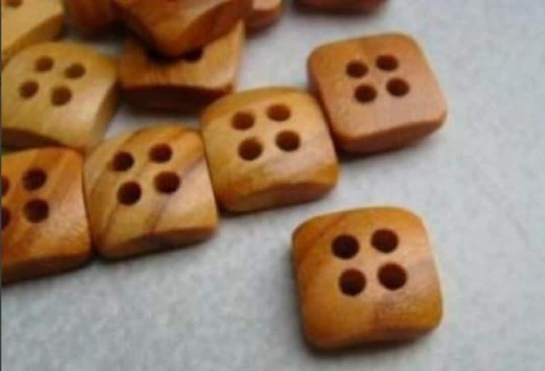 Square Baby Buttons - Natural Olive Wood Buttons - 10mm (13/32 Inches ...
