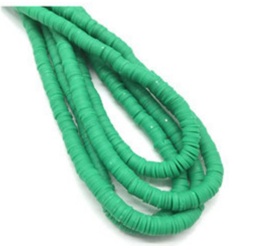 6mm Polymer Clay Disc Beads Green, AFRICAN Heishi Beads, Chip Disc ...