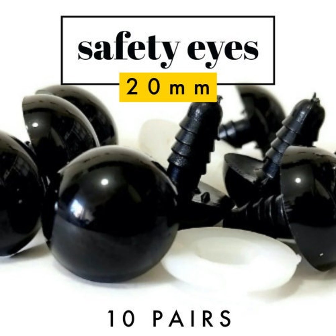 20mm Safety Eyes Black With Washers (10 Pairs) Large Multi Pack ...