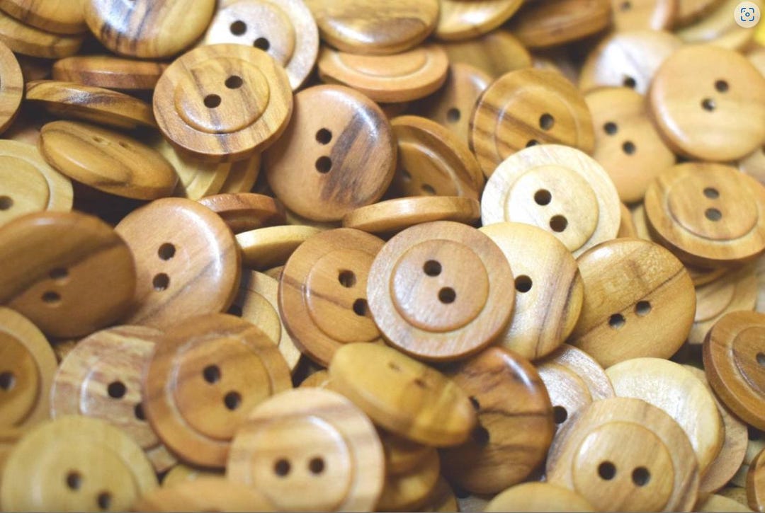 Solid Wooden Buttons - Olive Wood Buttons - 20mm Large Edge 4 Hole ...